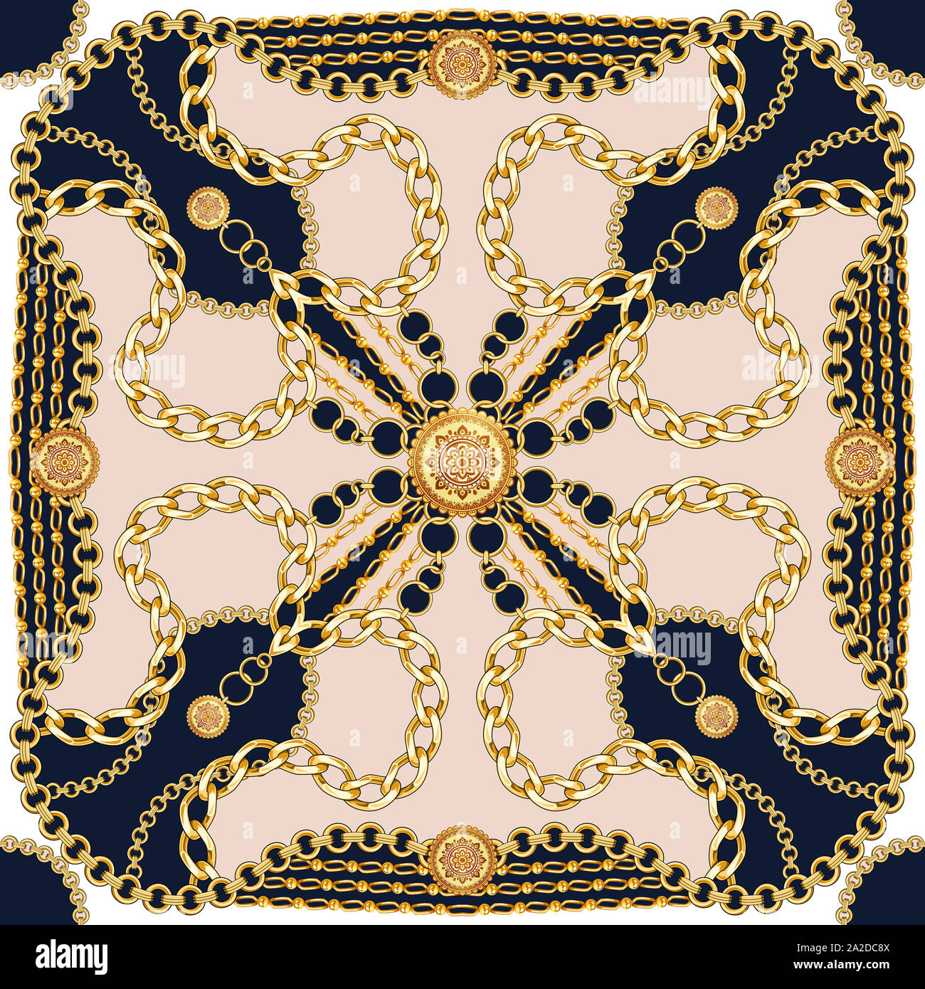 Seamless golden chains pattern on dark blue background. Ready for ...