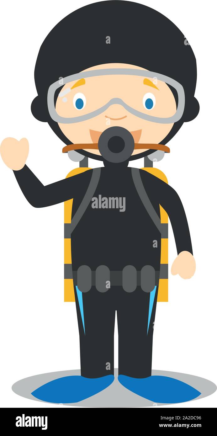 Cartoon illustration scuba diver girl Stock Vector Images - Alamy