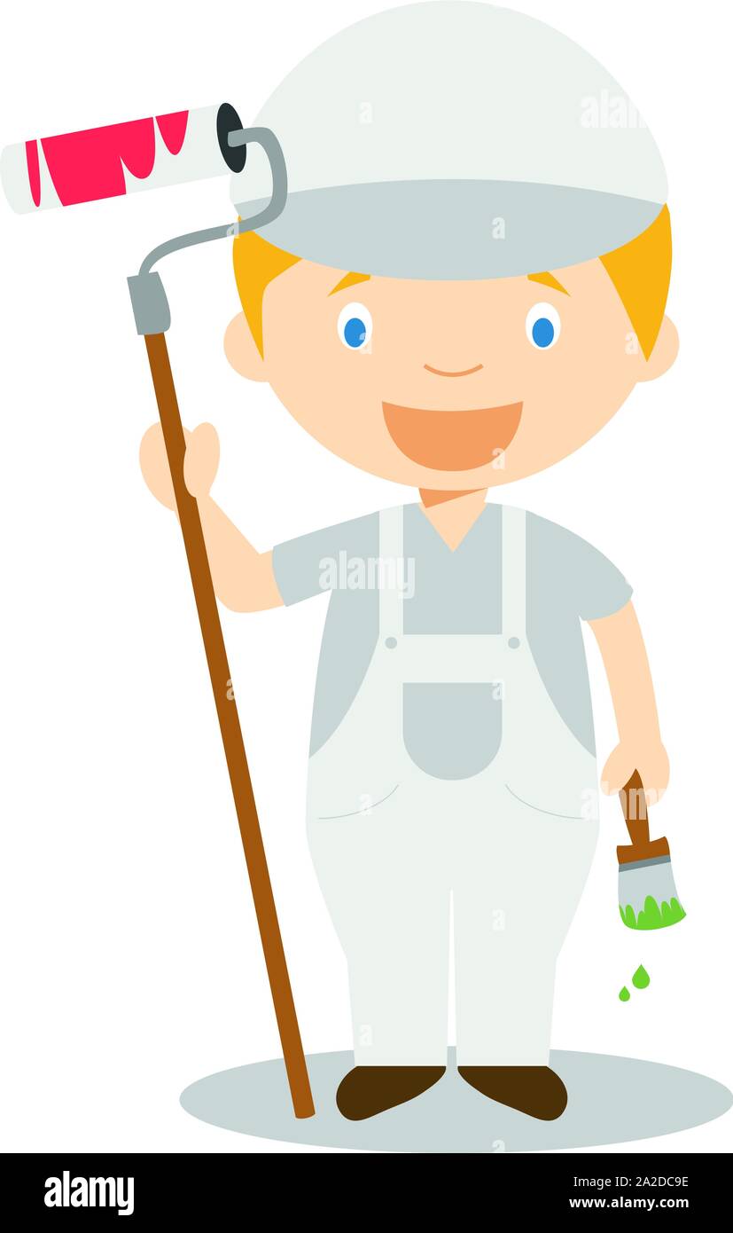 Cute cartoon vector illustration of a painter Stock Vector Image & Art ...
