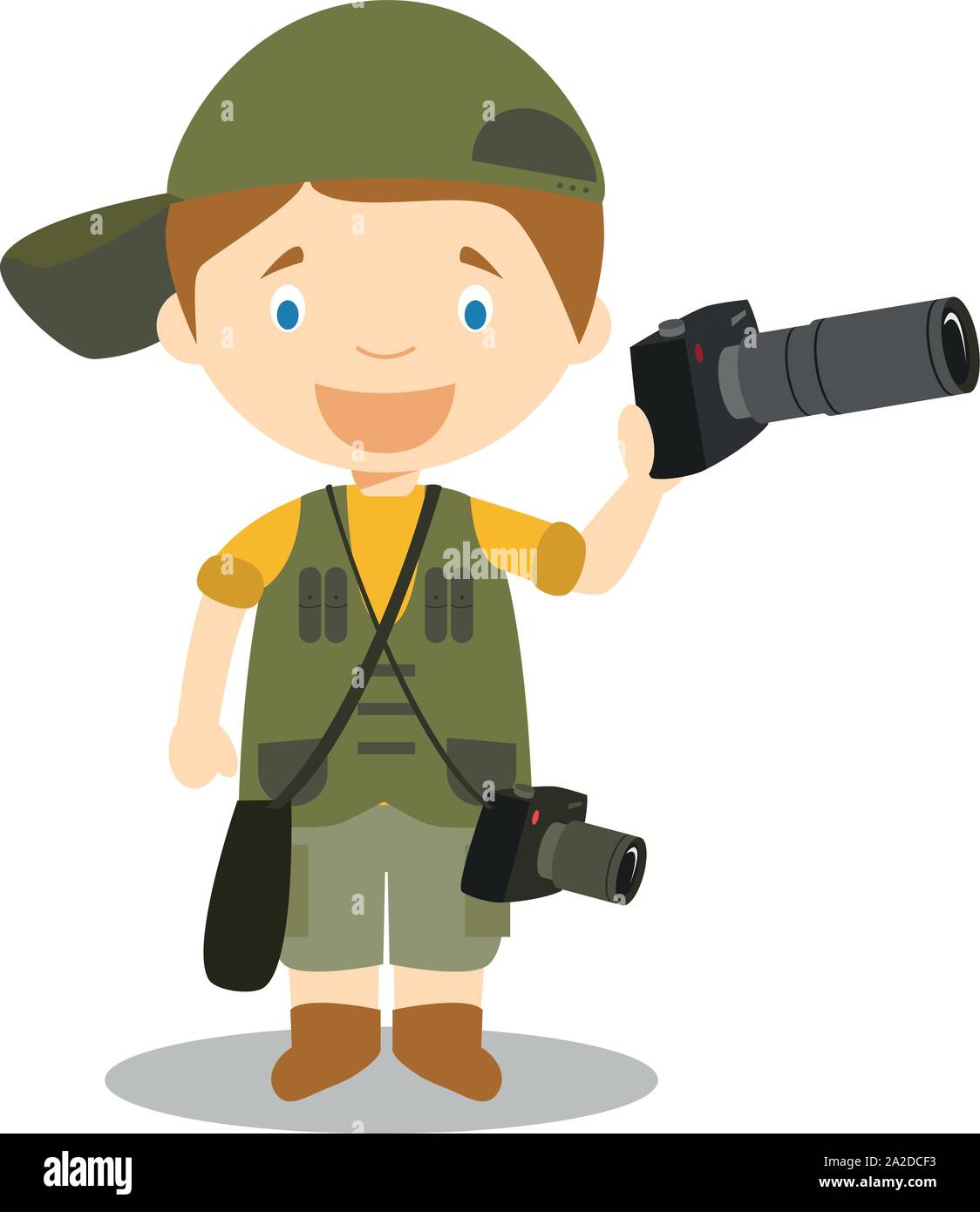 Cute cartoon vector illustration of a photographer Stock Vector Image ...