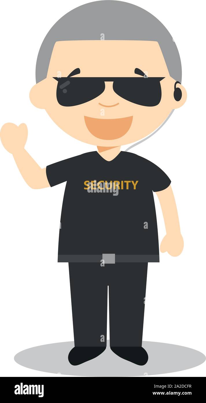 Cute cartoon vector illustration of a security guard Stock Vector Image ...