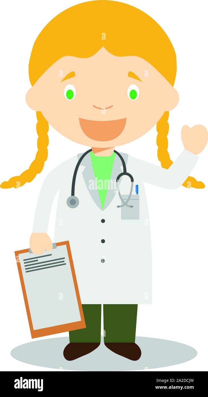 Cute cartoon vector illustration of a female doctor Stock Vector Image ...