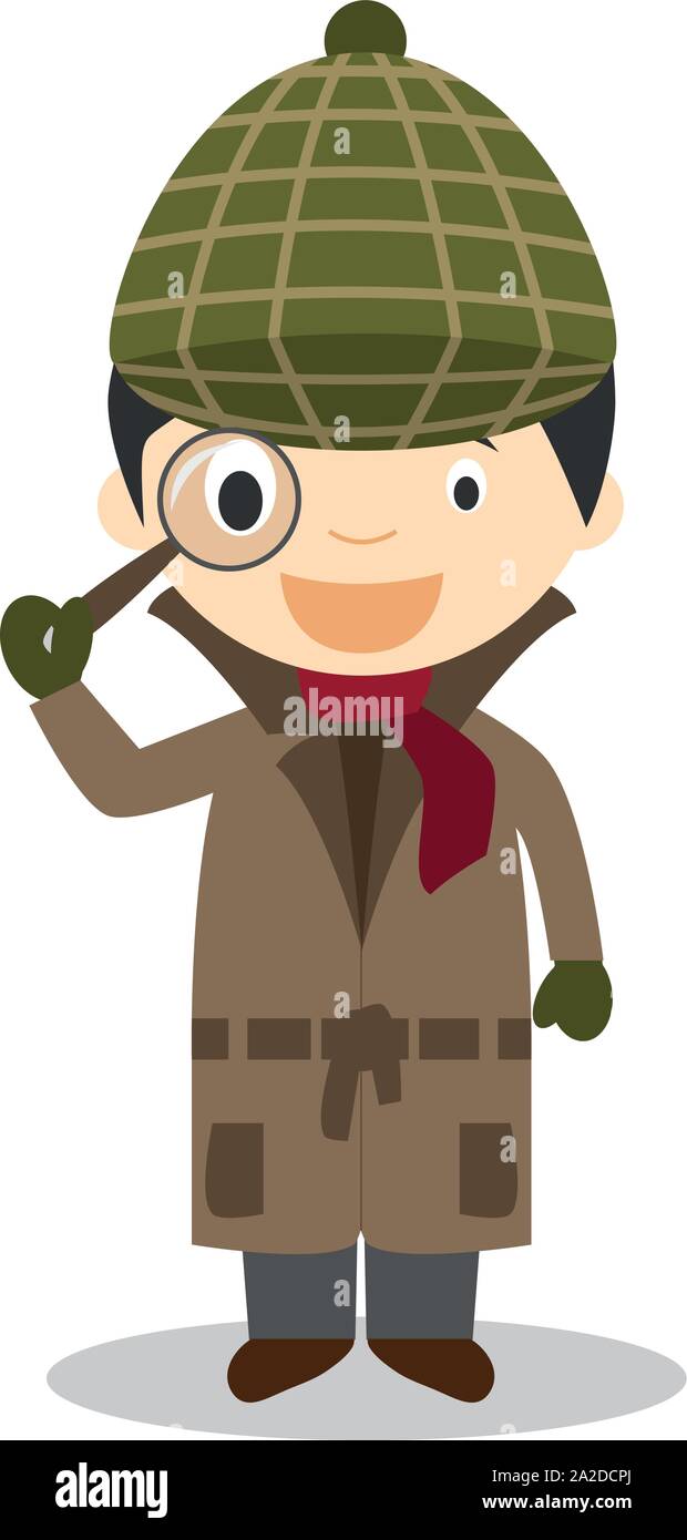 Cute cartoon vector illustration of a detective Stock Vector Image ...