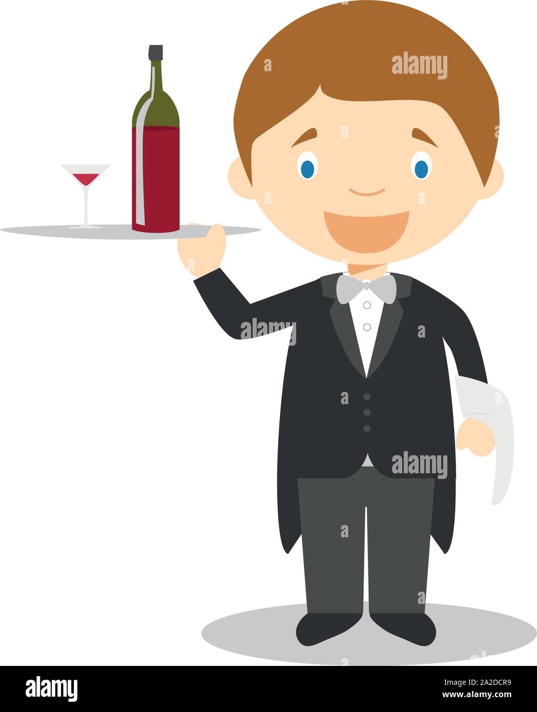 Cute cartoon vector illustration of a waiter Stock Vector Image & Art ...