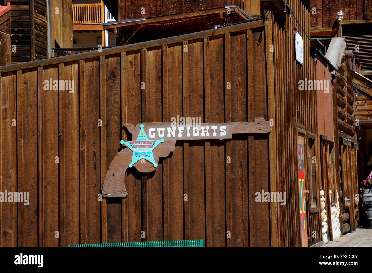 The town of Red River in northern New Mexico. Many of the wooden ...