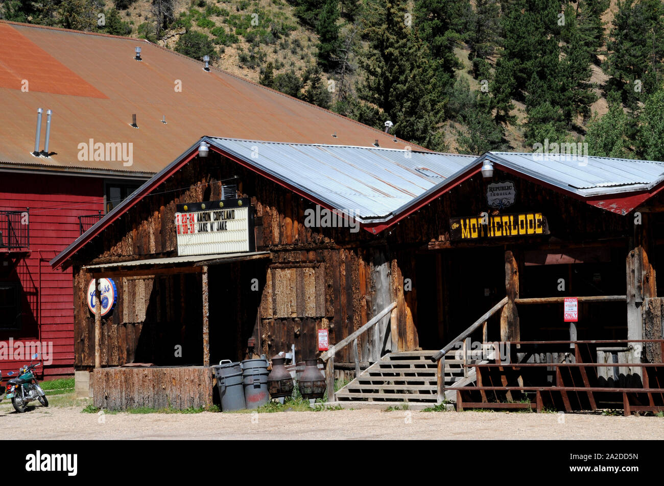 The town of Red River in northern New Mexico. Many of the wooden ...