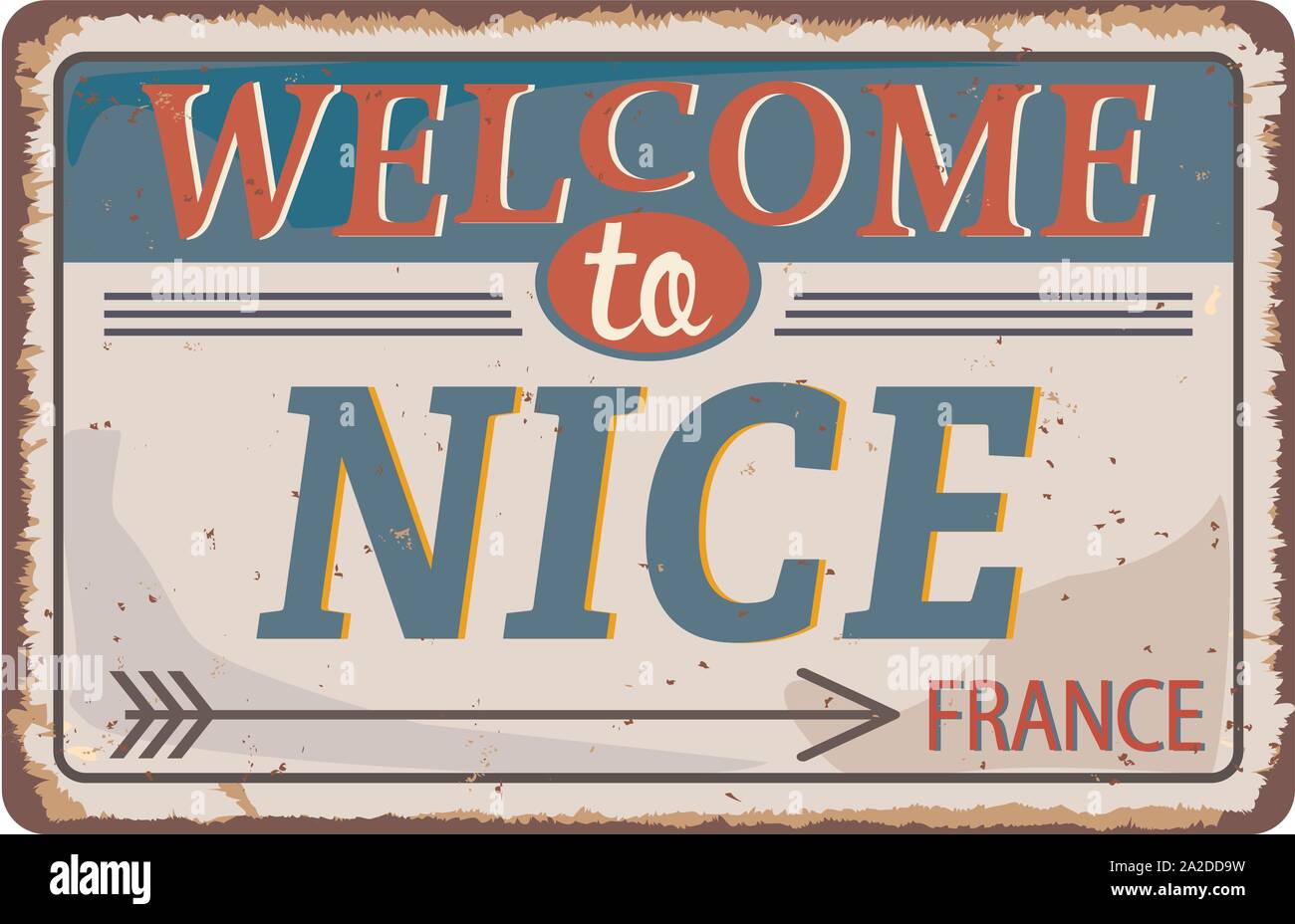 Welcome to Nice Vintage blank metal sign with text Vector EPS 10 Stock ...