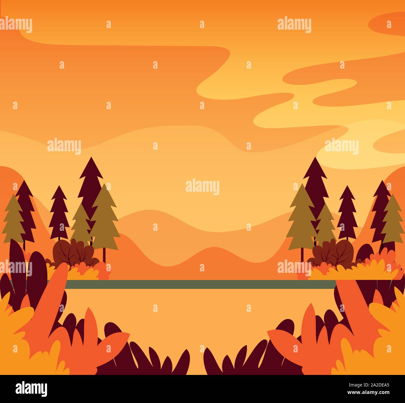 Autumn landscape design, season nature ornament garden decoration and ...