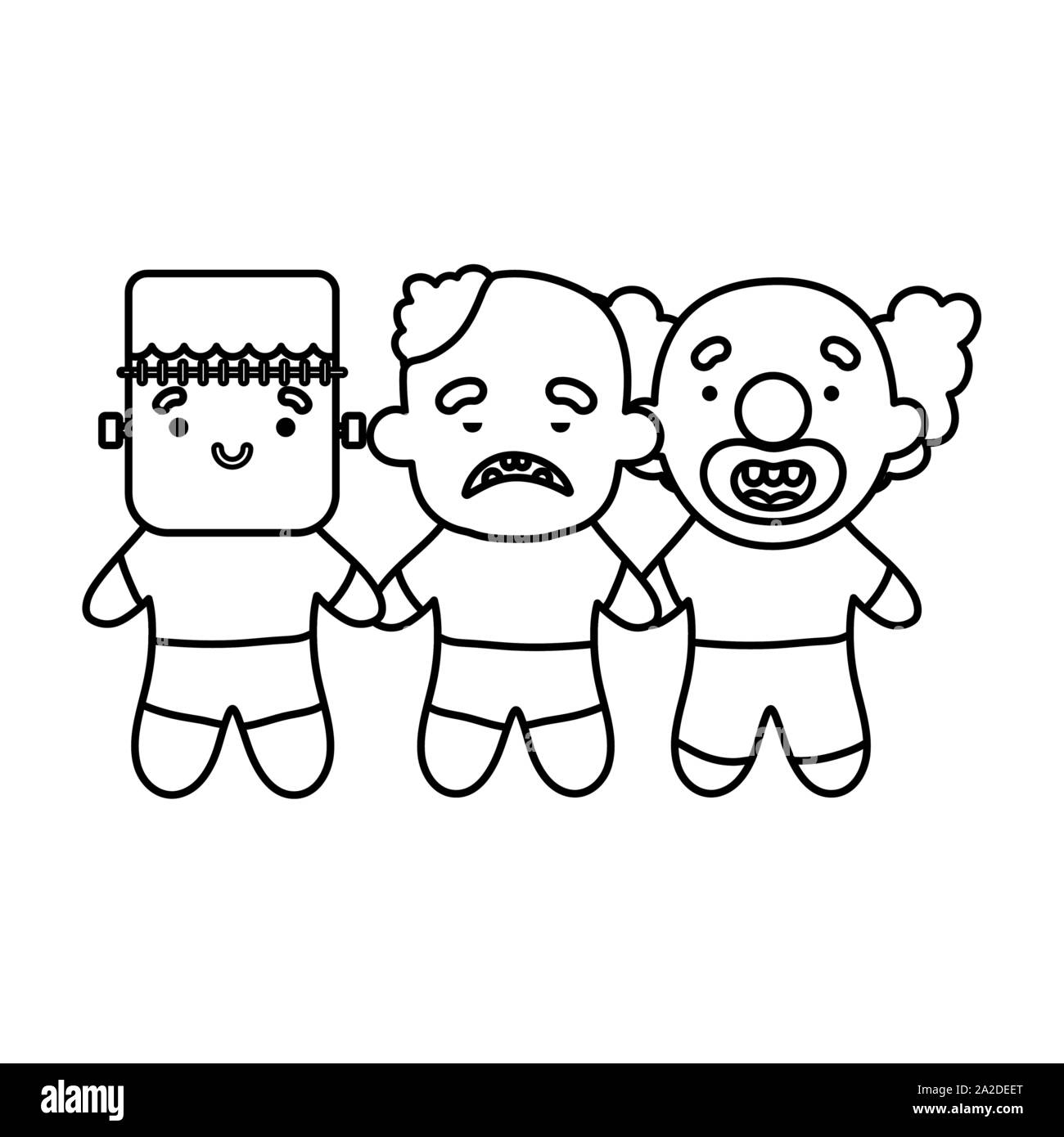 boys clown zombie frankenstein costume trick or treat happy halloween ...