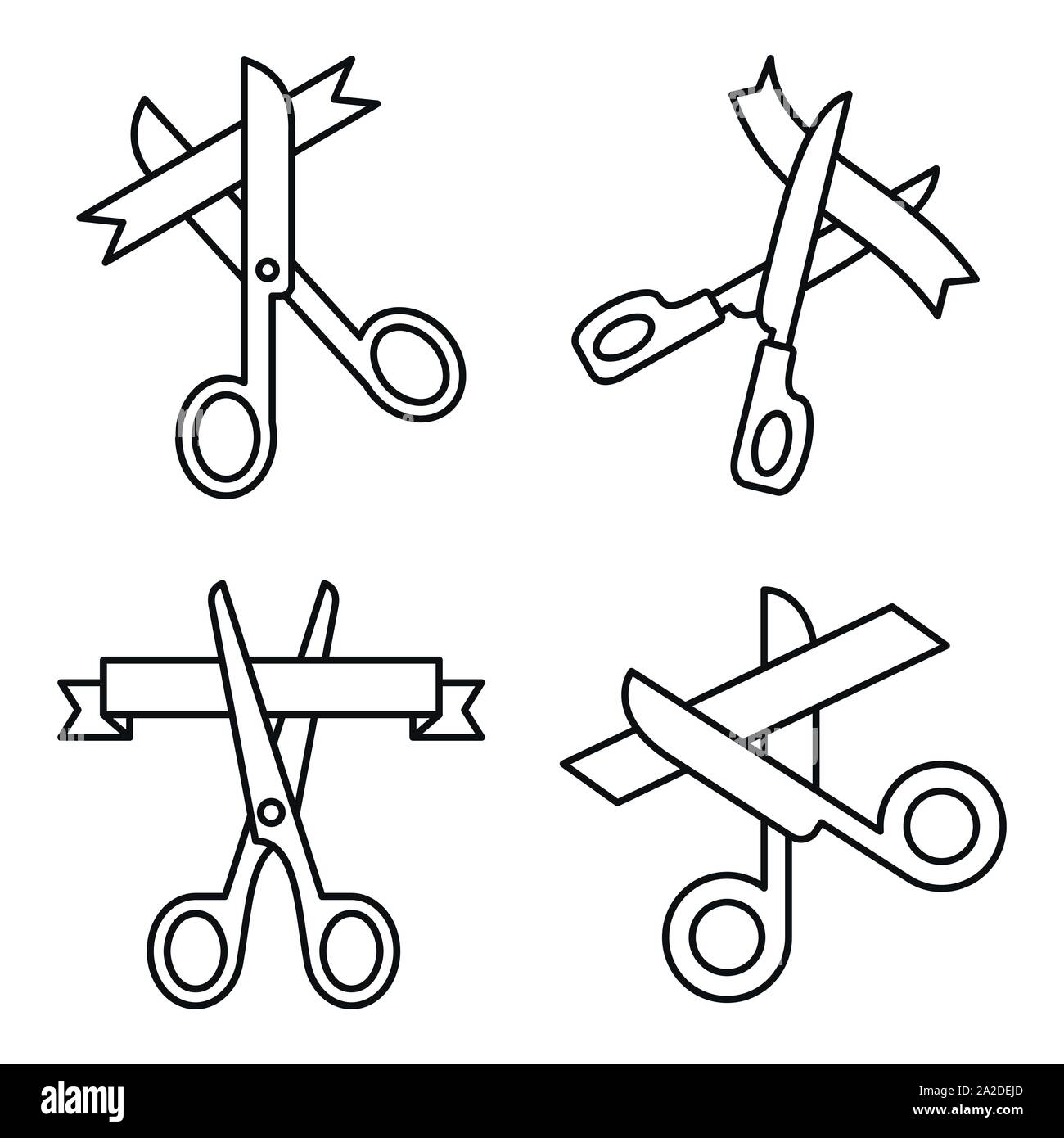 Ribbon launch event icons set. Outline set of ribbon launch event ...