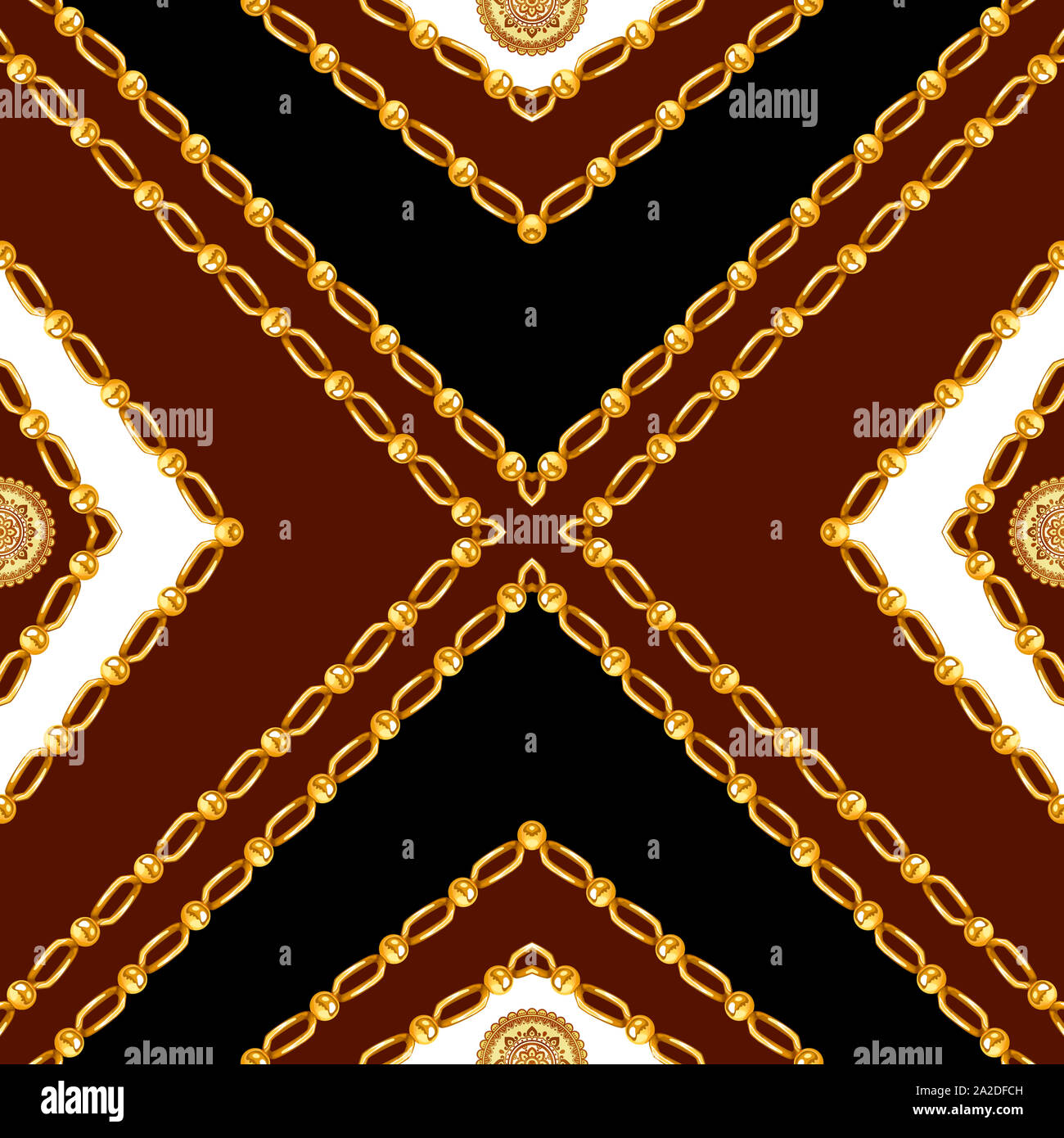 Seamless golden chains, stripe diamond and diagonal square , border ...