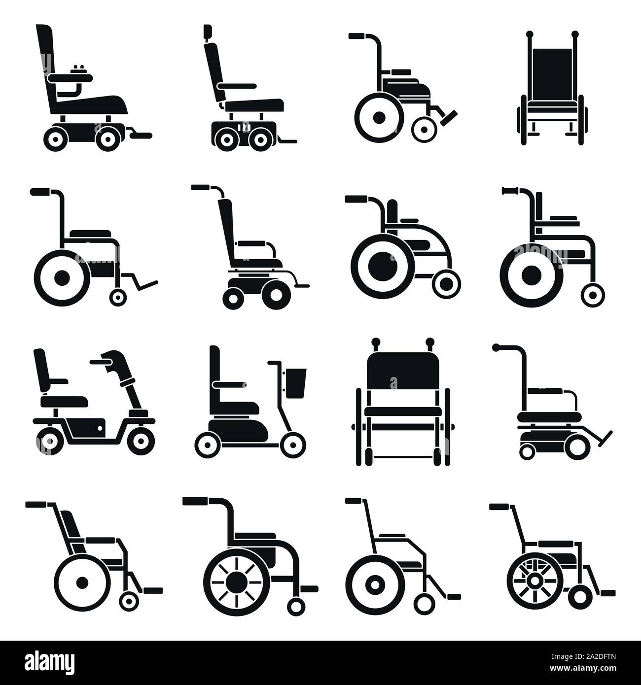 Mobility wheelchair icons set. Simple set of mobility wheelchair vector ...
