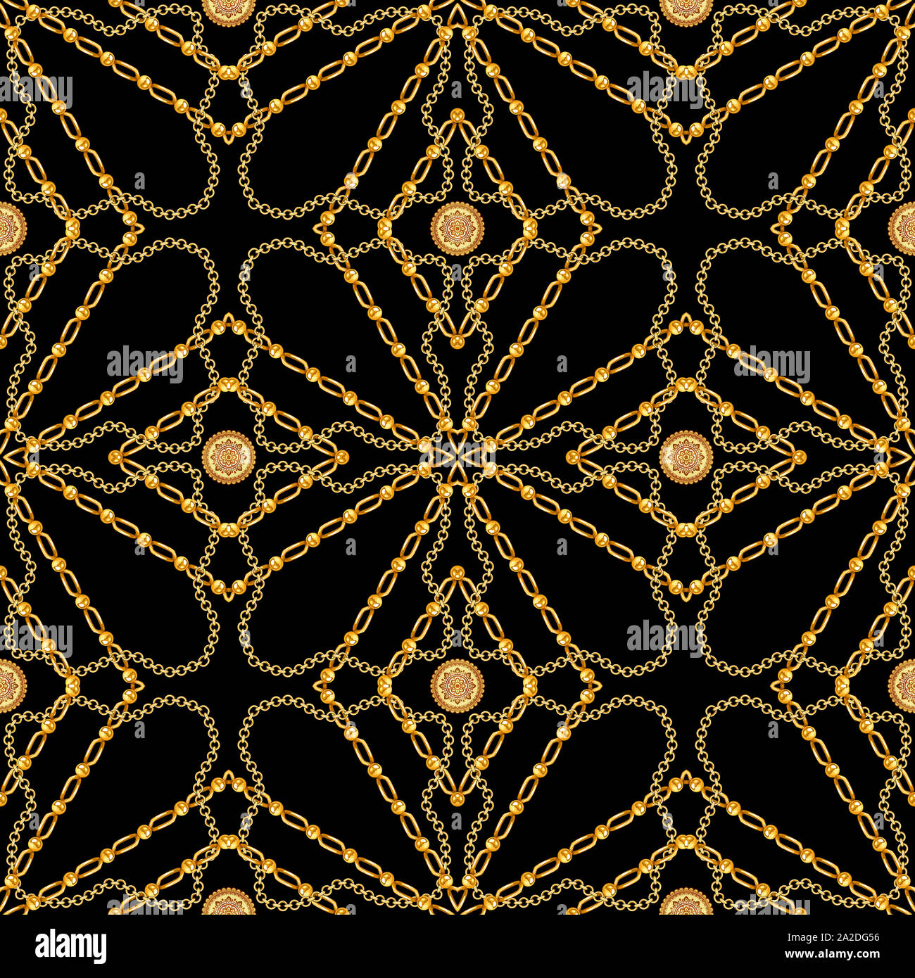 Abstract seamless chains pattern of black and gold color for wallpapers ...