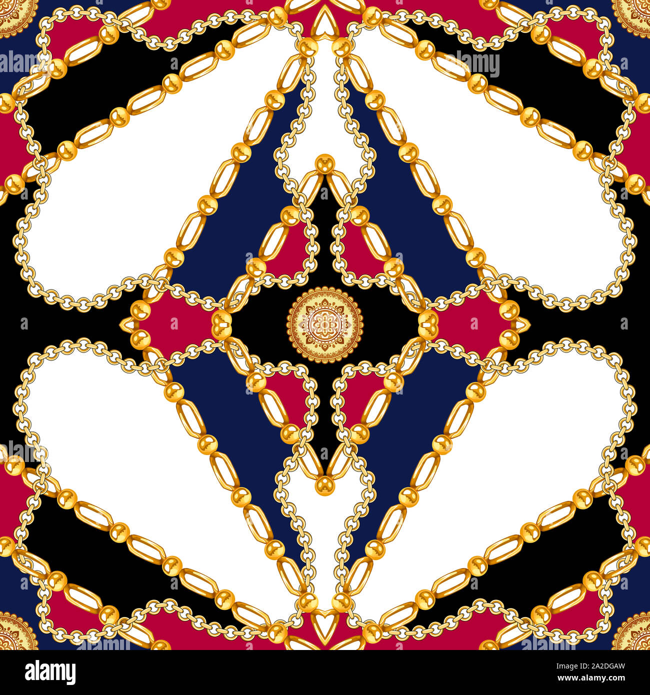 Seamless golden chains, stripe diamond and diagonal square , border ...