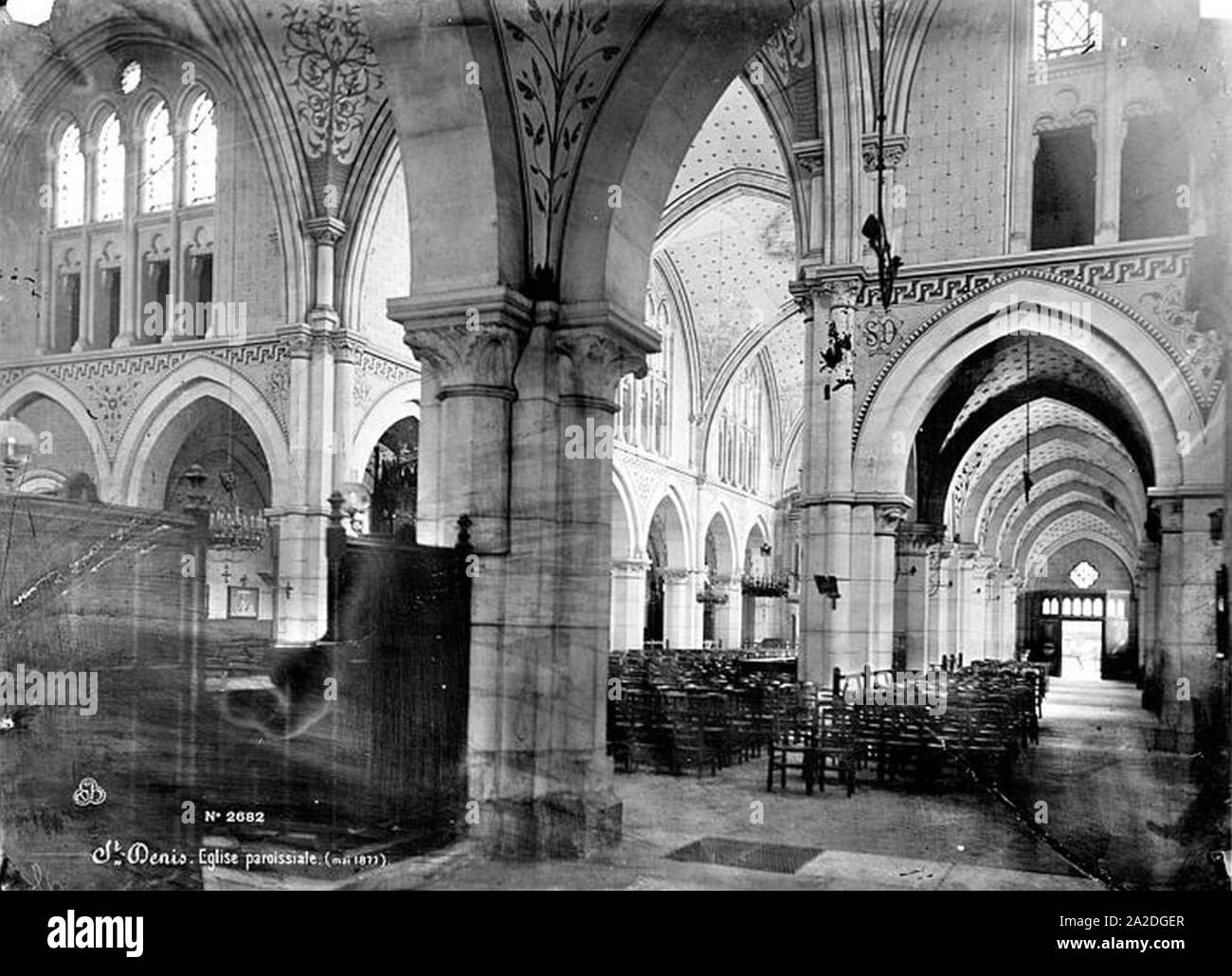 Eglise Saint-Denys-de-l'Estrée - Vue intérieure de la nef et du bas ...