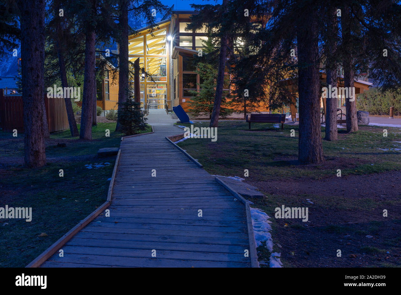 Canmore, Alberta, Canada - October 02, 2019: an entrance to the ...