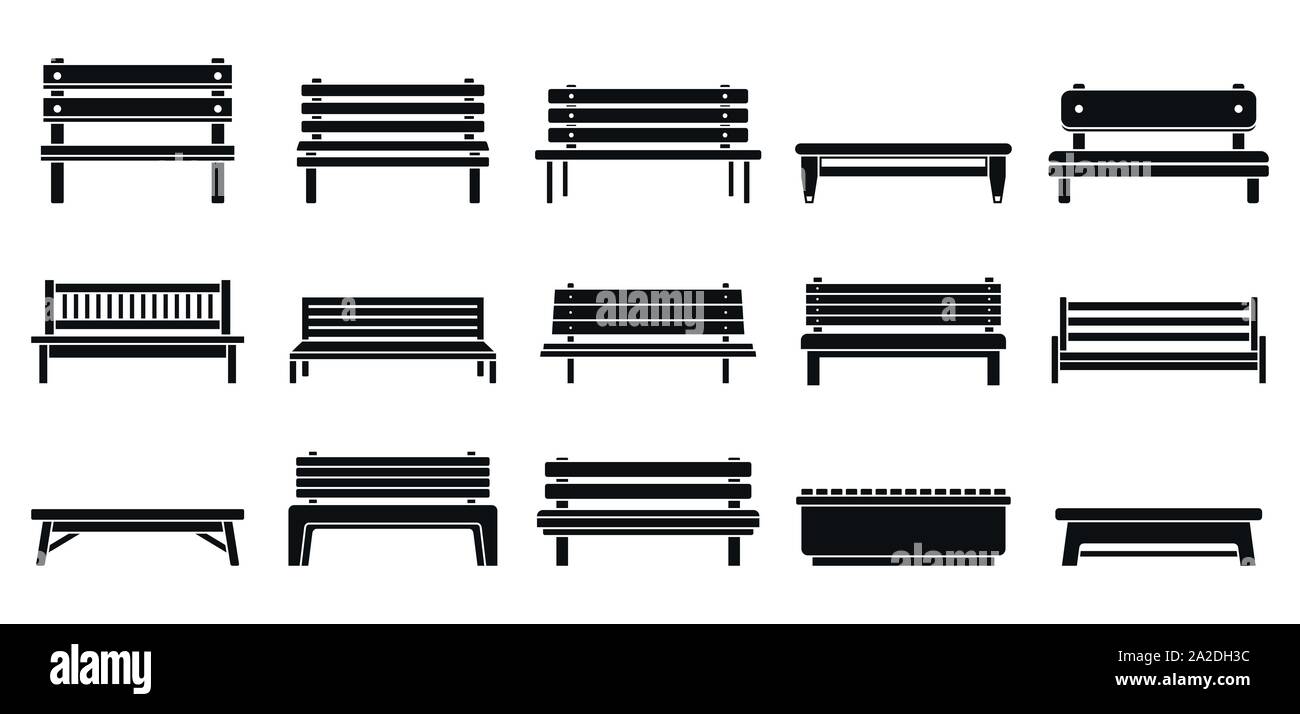 Park bench icons set. Simple set of park bench vector icons for web ...