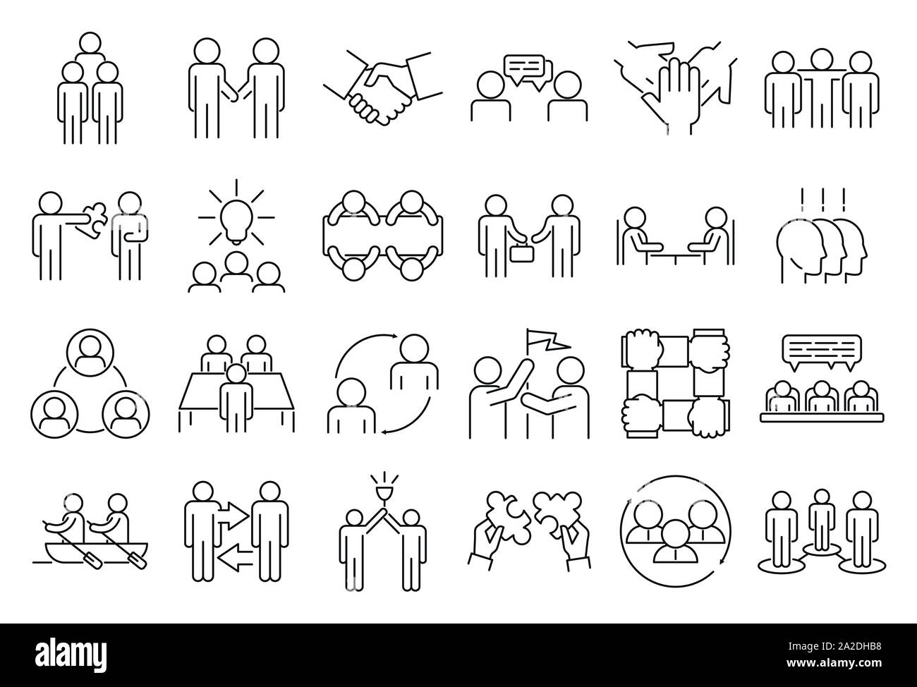 Business cooperation icons set. Outline set of business cooperation ...