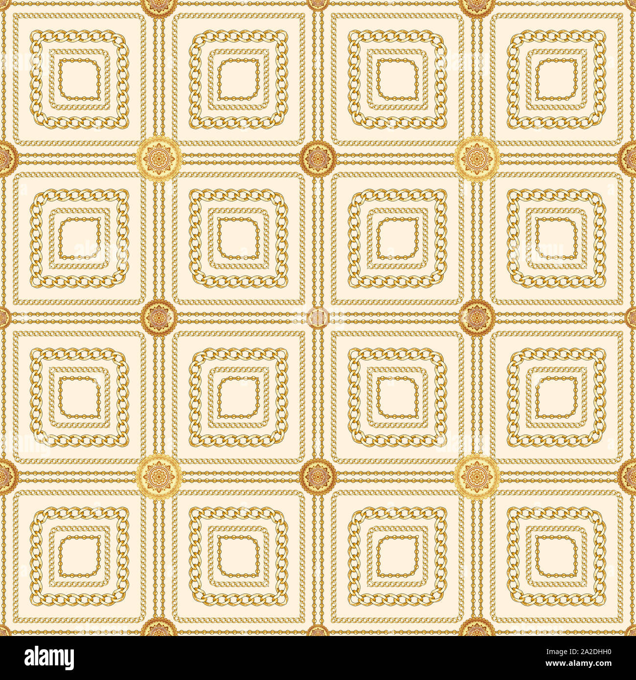 Geometric design, seamless gold chains pattern isolated on white ...
