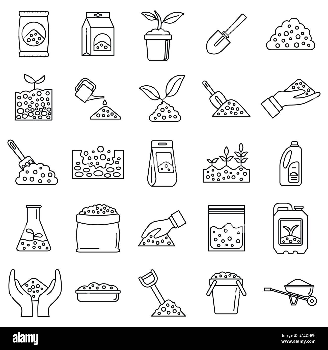 Soil ground icons set. Outline set of soil ground vector icons for web ...