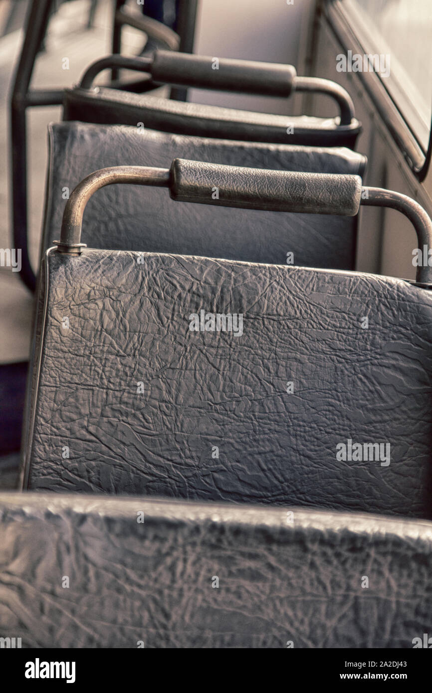 interior of the old bus from the 70's. passenger seats and interior ...