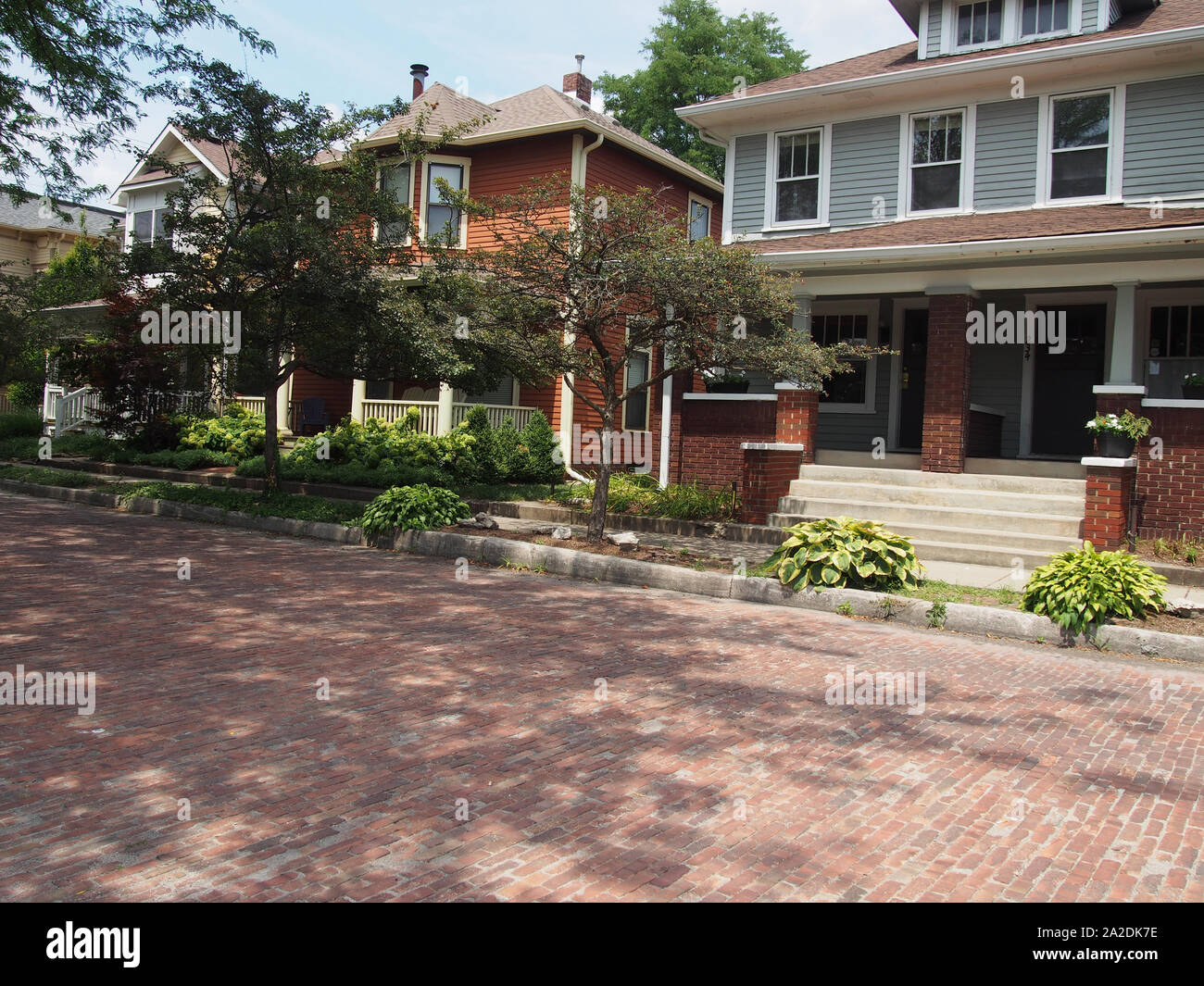 Cobblestoned Historic 10th Street in Indianapolis, Indiana, USA, July ...