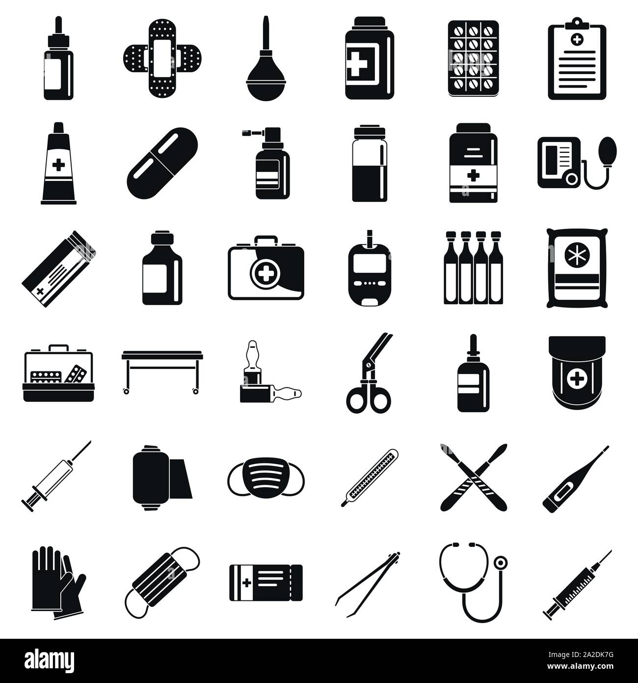 First medical aid kit icons set. Simple set of first medical aid kit ...