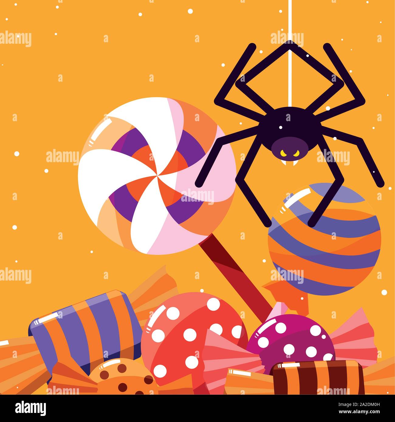 Candies and spider design, Halloween holiday horror scary celebration ...
