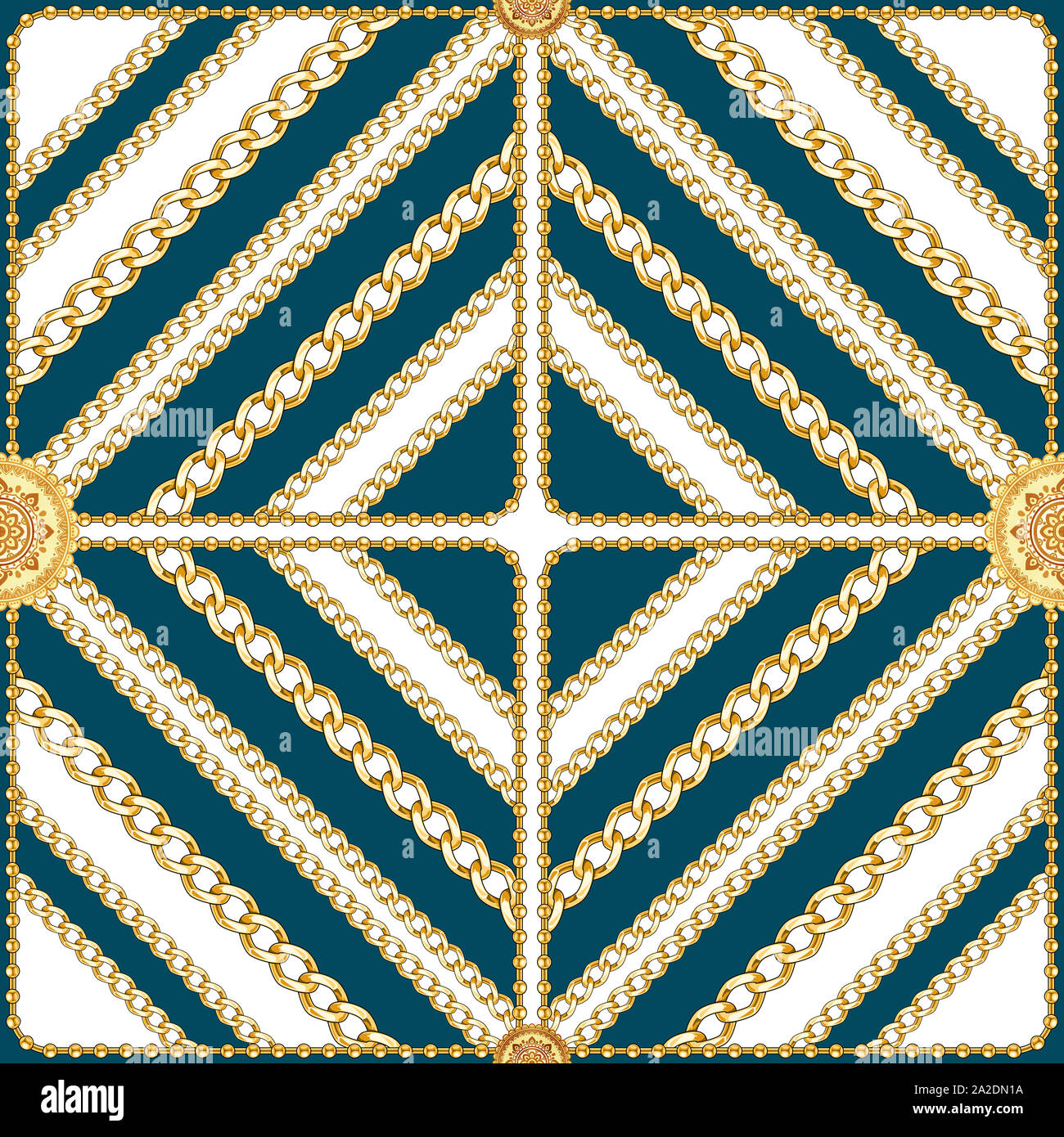 Golden chains seamless pattern with white and blue background. seamless ...
