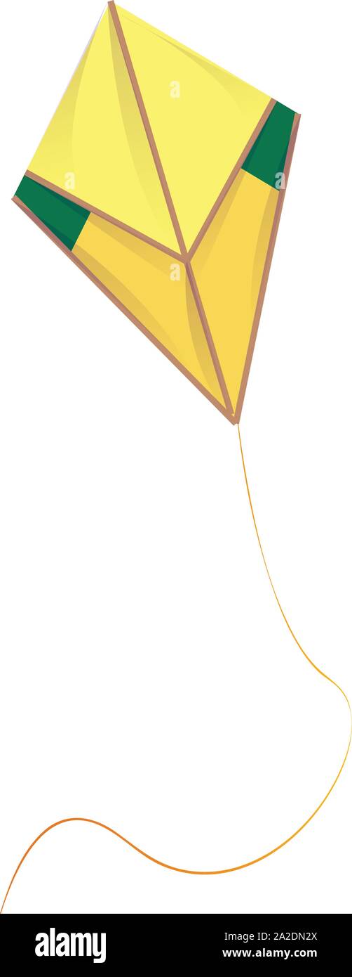 Yellow kite icon. Cartoon of yellow kite vector icon for web design ...