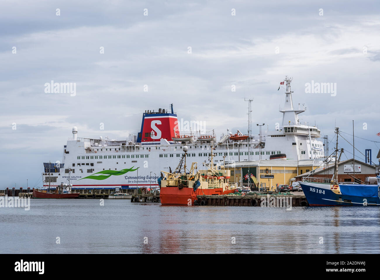 The car ferry Stena Nautika in the harbour of Grenaa, Denmark ...