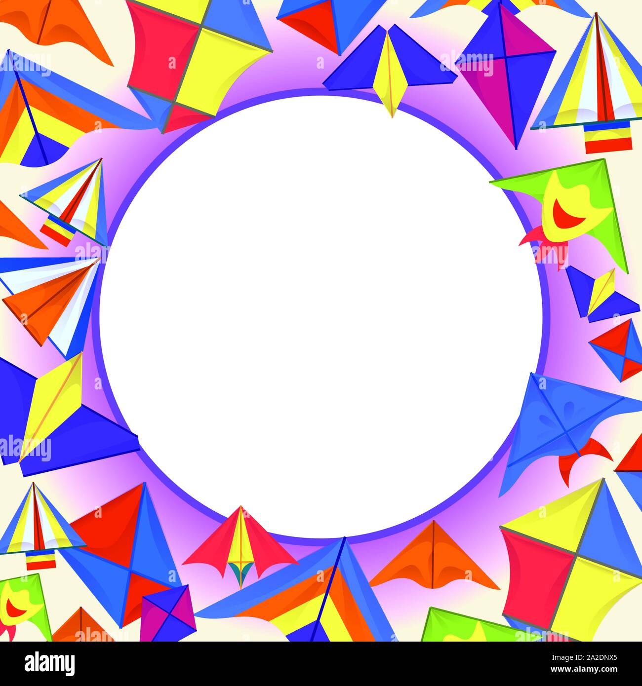 Colorful kites concept background. Cartoon illustration of colorful ...