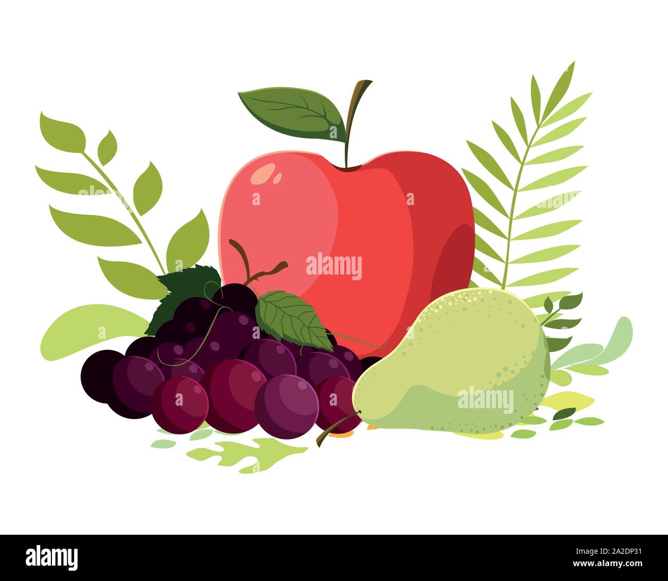 Fruits set design, Healthy organic food sweet nature juicy and tropical ...