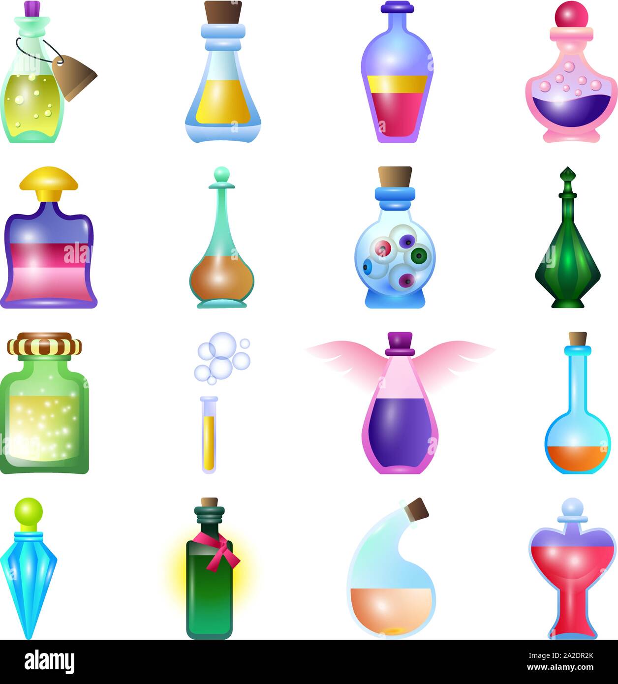 Potion icons set. Cartoon set of potion vector icons for web design ...