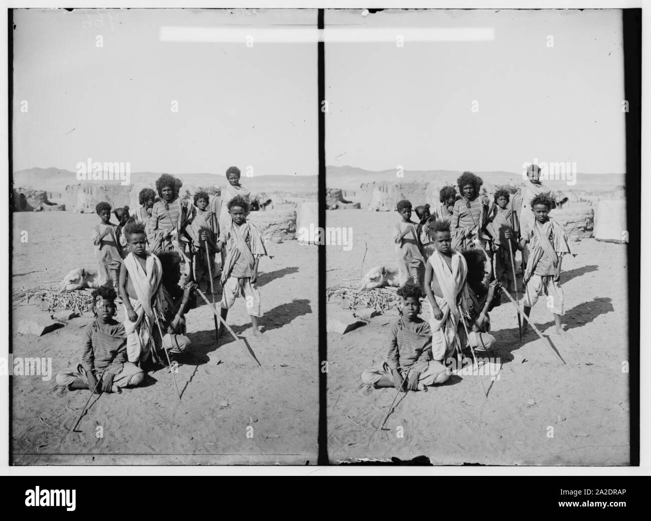 Egyptian characters, etc. Group of Bisharin men Stock Photo - Alamy