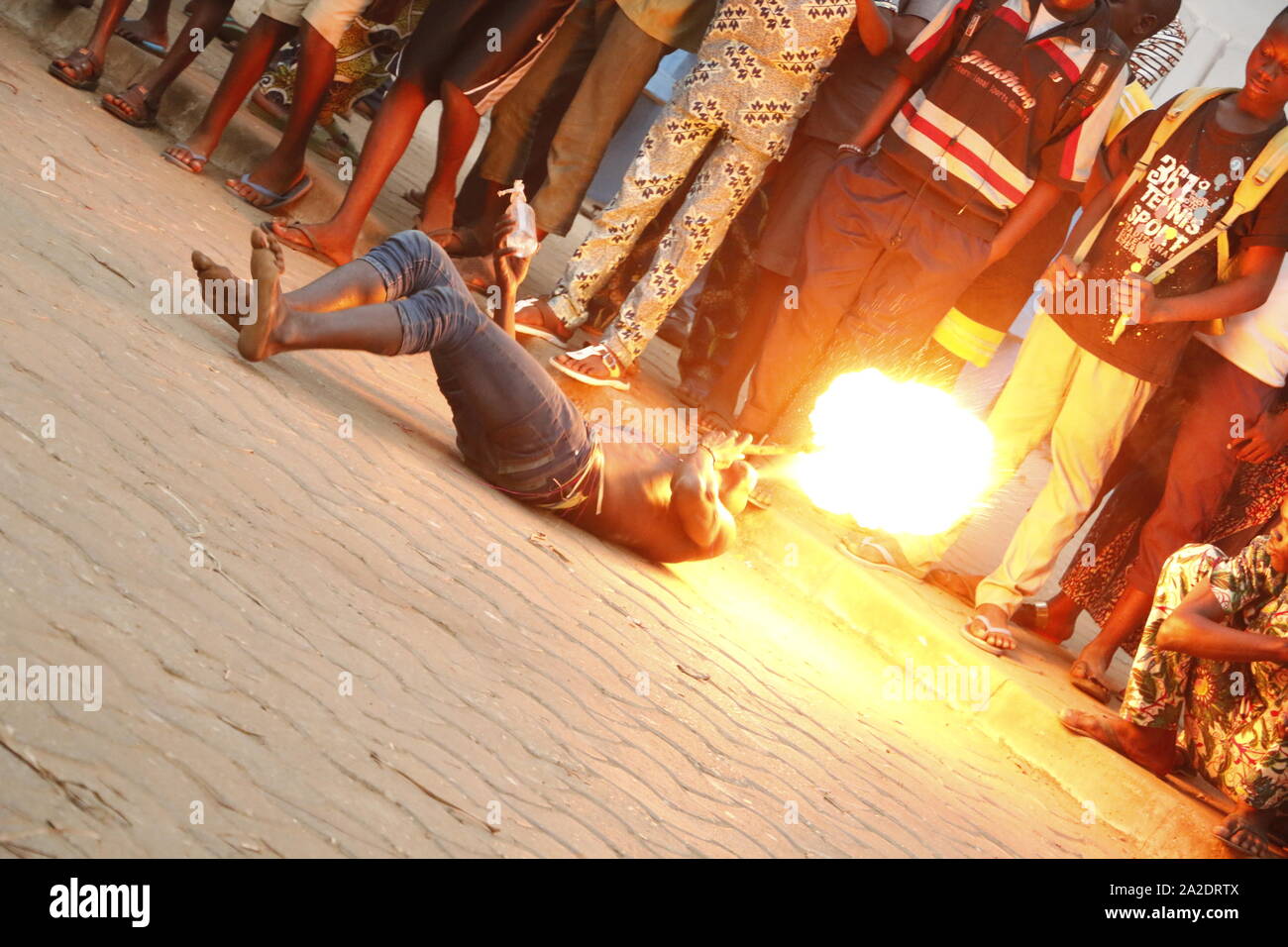 Fire eater shows his performance during the Voodoo festival Stock Photo ...