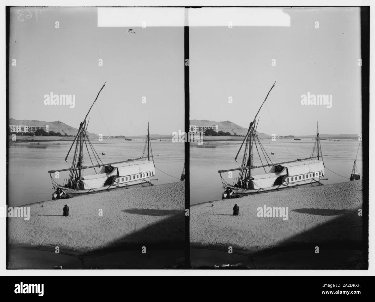 Egyptian views; Assuan and Philae. Dahabeah, boat for travelling on the ...