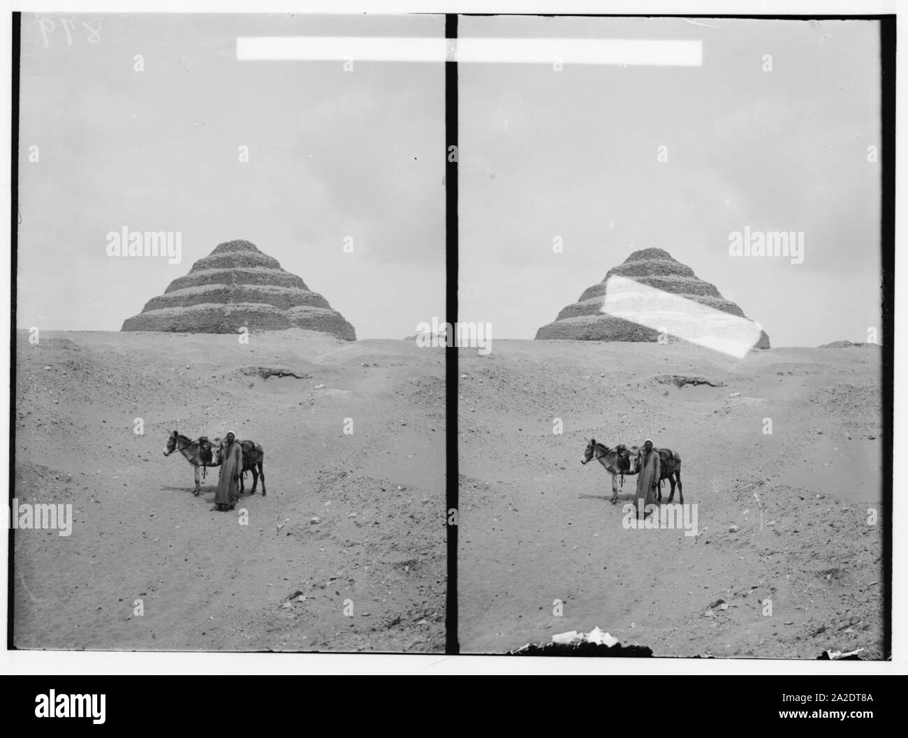 Egyptian views; The pyramids of Gizeh. Near view of step pyramid Stock ...