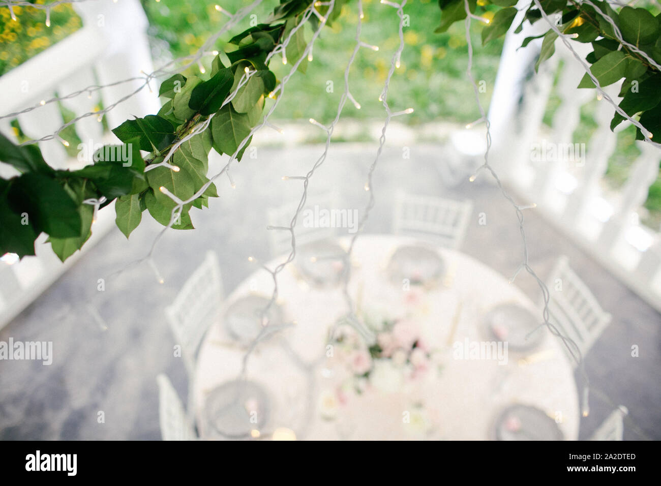 Amazing wedding table decoration with flowers on wooden tables for ...