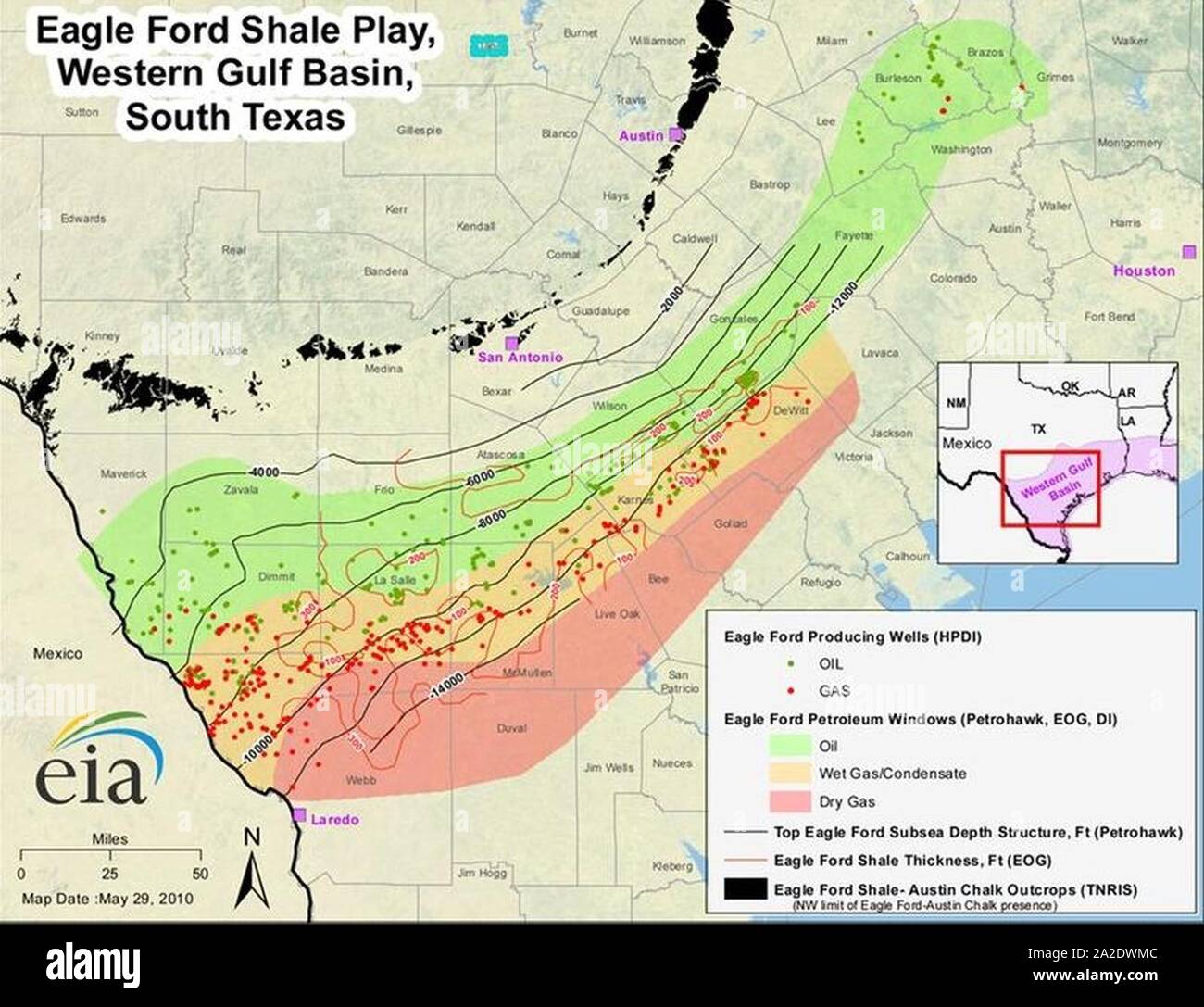 EIA Map of Eagle Ford Shale Play Stock Photo - Alamy