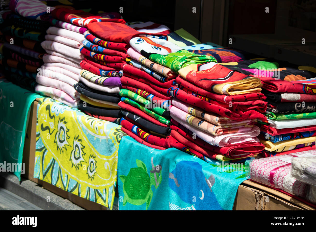 Fabrics in different patterns lined up in a row Stock Photo - Alamy