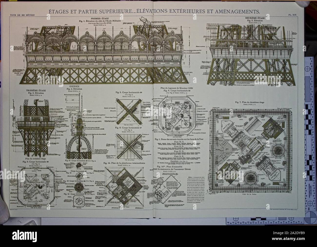 Eiffel Tower plans 21 Stock Photo - Alamy