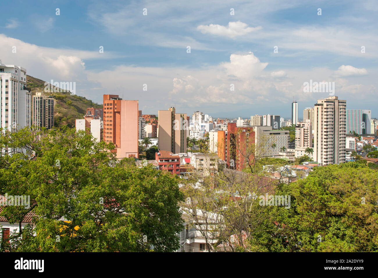View of the buildings in the centre of the city of Cali in Colombia ...