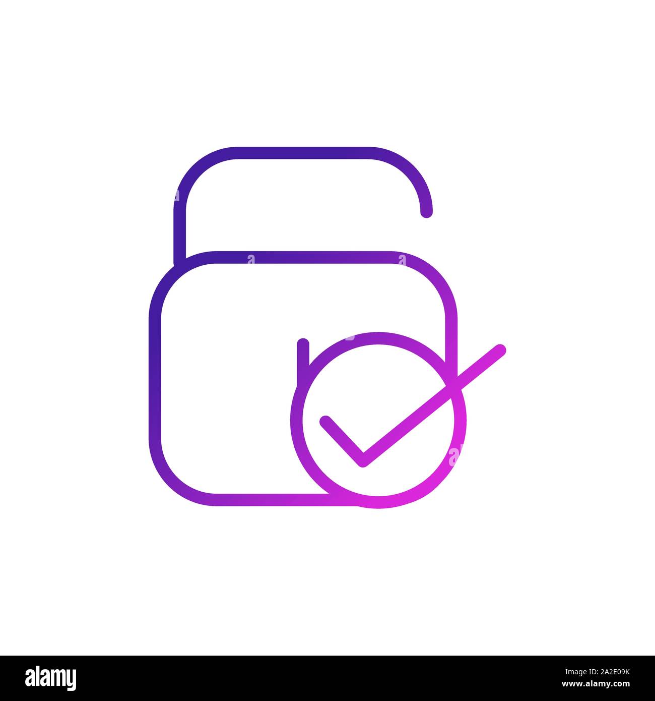 security check mark network social media icon line gradient vector ...