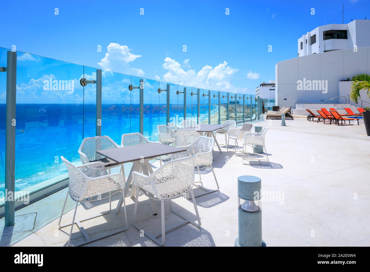 Cancun, Mexico - Aug 30, 2019 : A rooftop terrace at the Beach Palace ...