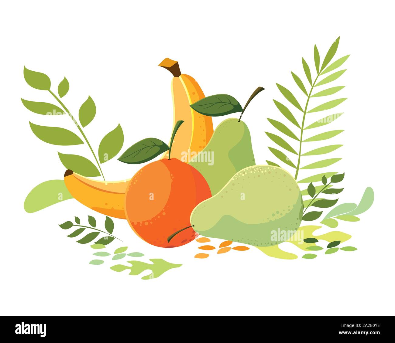 Fruits set design, Healthy organic food sweet nature juicy and tropical ...