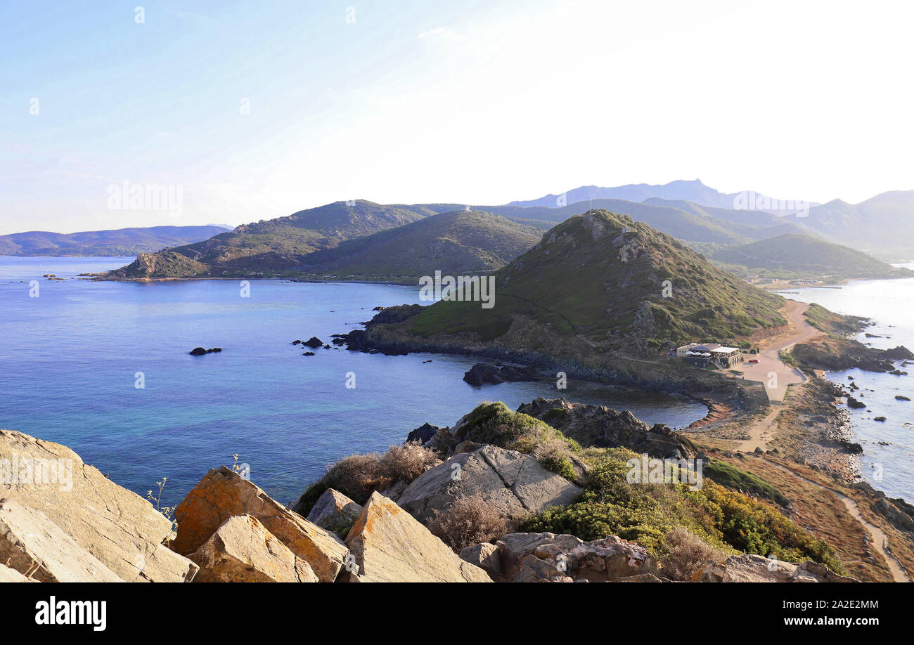 Aerial view of Sanguinaires bloodthirsty Islands in Corsica, France ...