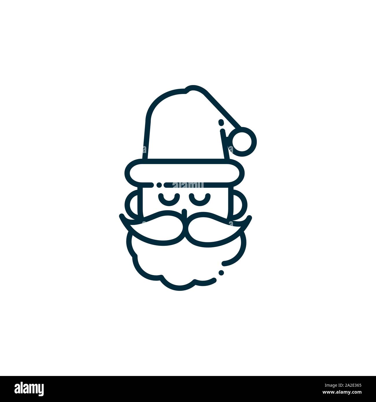 santa claus face happy christmas line icon vector illustration Stock ...