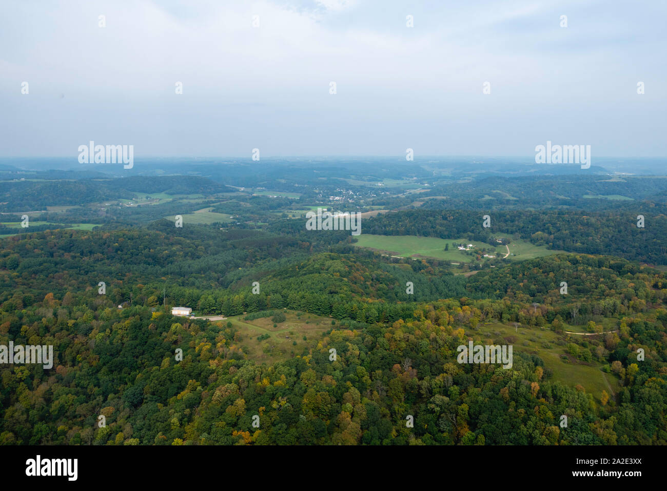 Aerial photograph of Wildcat Mountain State Park on a late summer ...