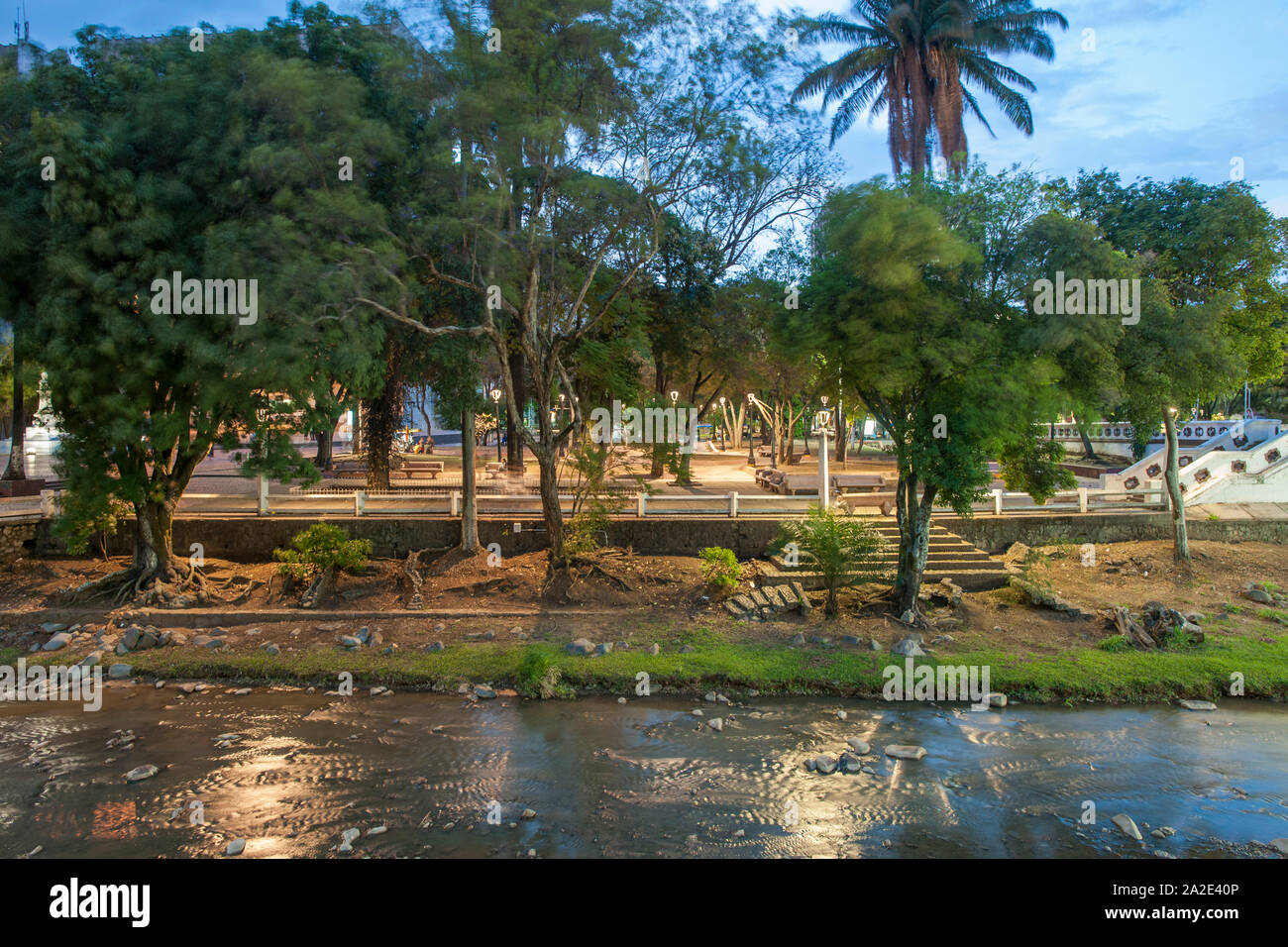 The Cali River flowing through the centre of the city of Cali in ...